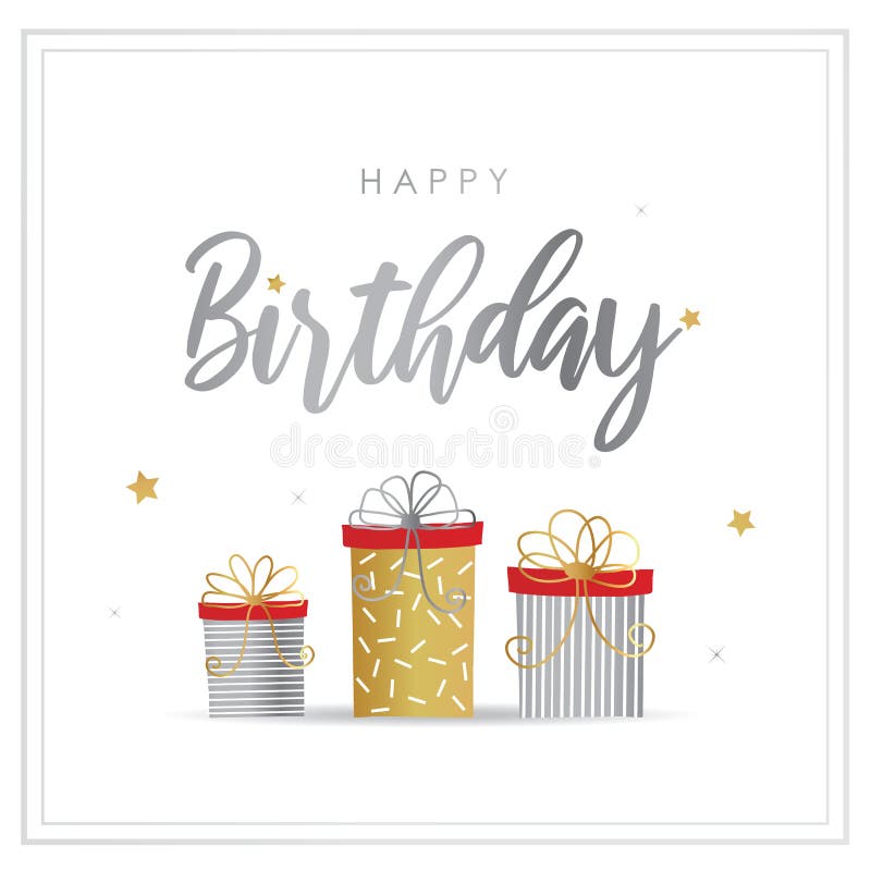 Happy Birthday Greeting Card with Gift Box Vector Stock Vector ...
