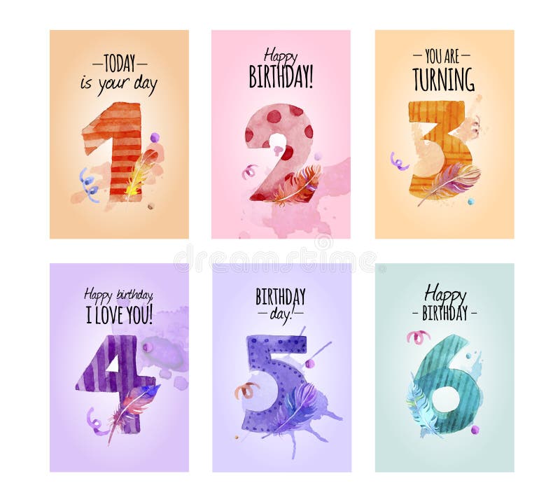 Happy Birthday Greeting Card Number Set Stock Illustration ...