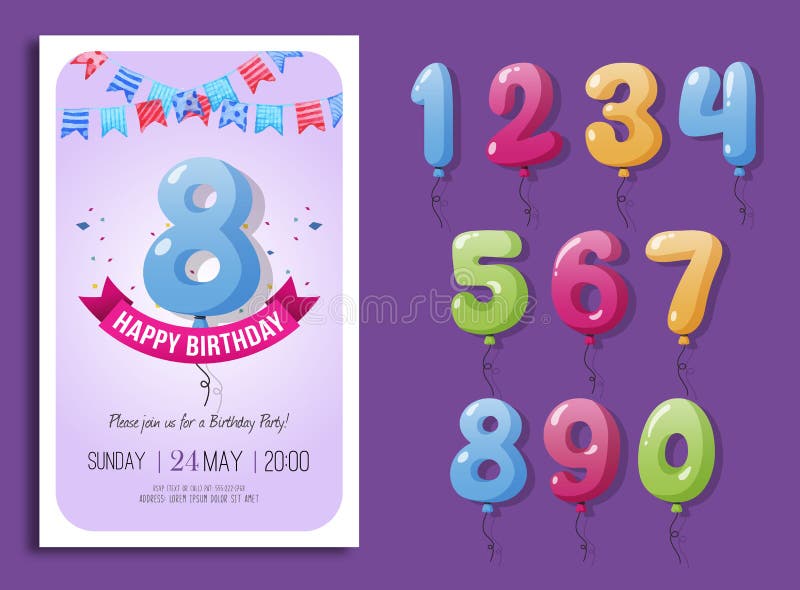 Happy Birthday Greeting Card Number SetSet of Happy Greeting Card ...