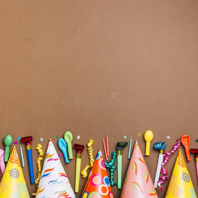 Happy Birthday Greeting Card with Objects Brown Card. High Quality ...