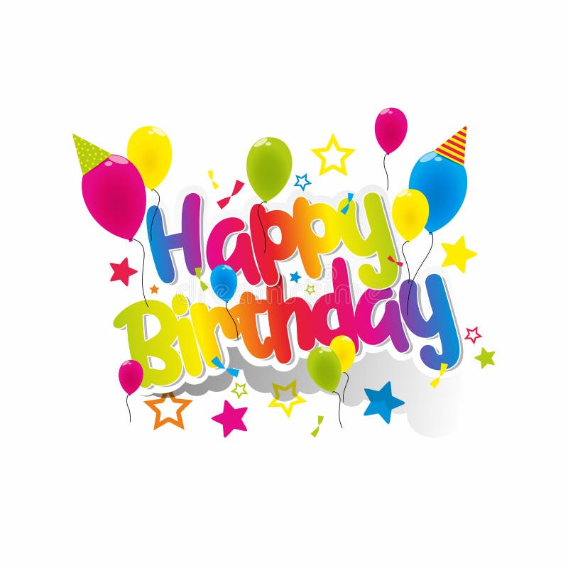 Happy Birthday Greeting Card with Rainbow Text Stock Illustration ...