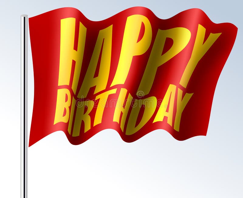 Happy Birthday Greeting Card on Waving Flag Stock Vector - Illustration ...