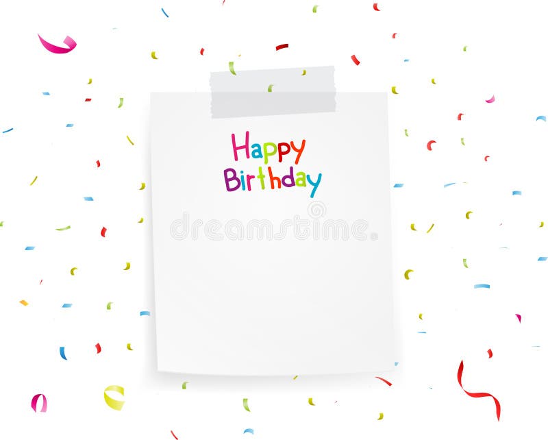 Happy Birthday Greetings on Note Paper Stock Vector - Illustration of ...