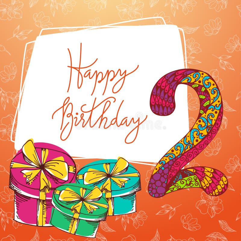 Happy Birthday Hand Lettering. Vector Greeting Card Stock Vector ...