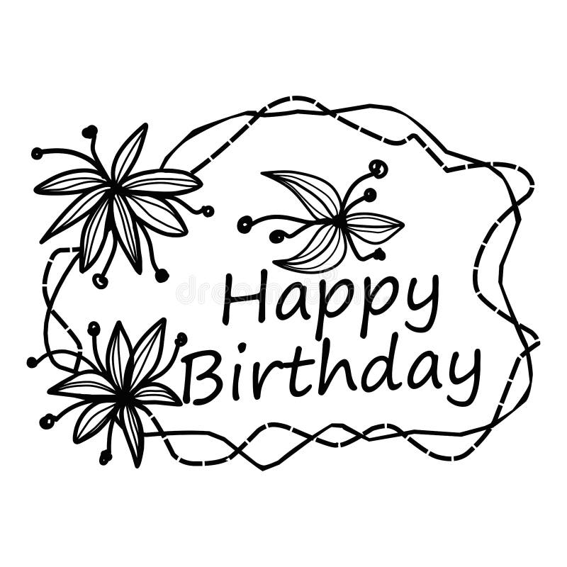 Happy Birthday Lettering with Doodle Style Elements Stock Vector ...