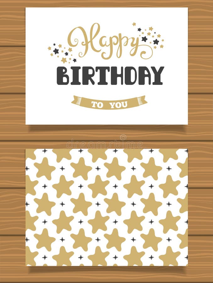 Happy Birthday. Lettering Greeting Card and Its Reverse Side with an ...