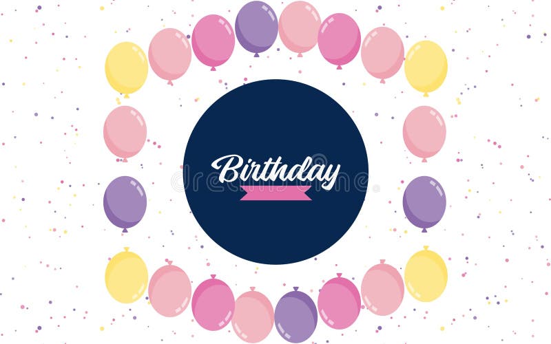 Happy Birthday Lettering Text Banner with Balloon Background Stock ...