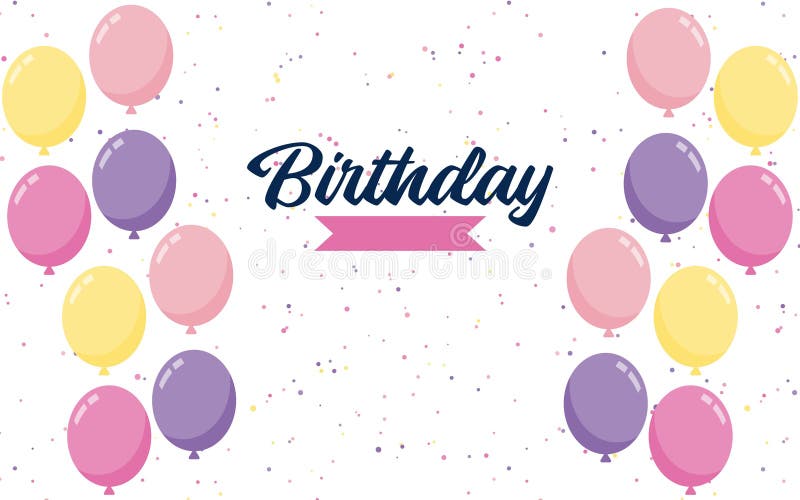 Happy Birthday Lettering Text Banner with Balloon Background Stock ...