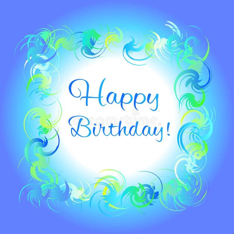 Happy Birthday Light Blue Greeting Card Stock Vector - Illustration of ...