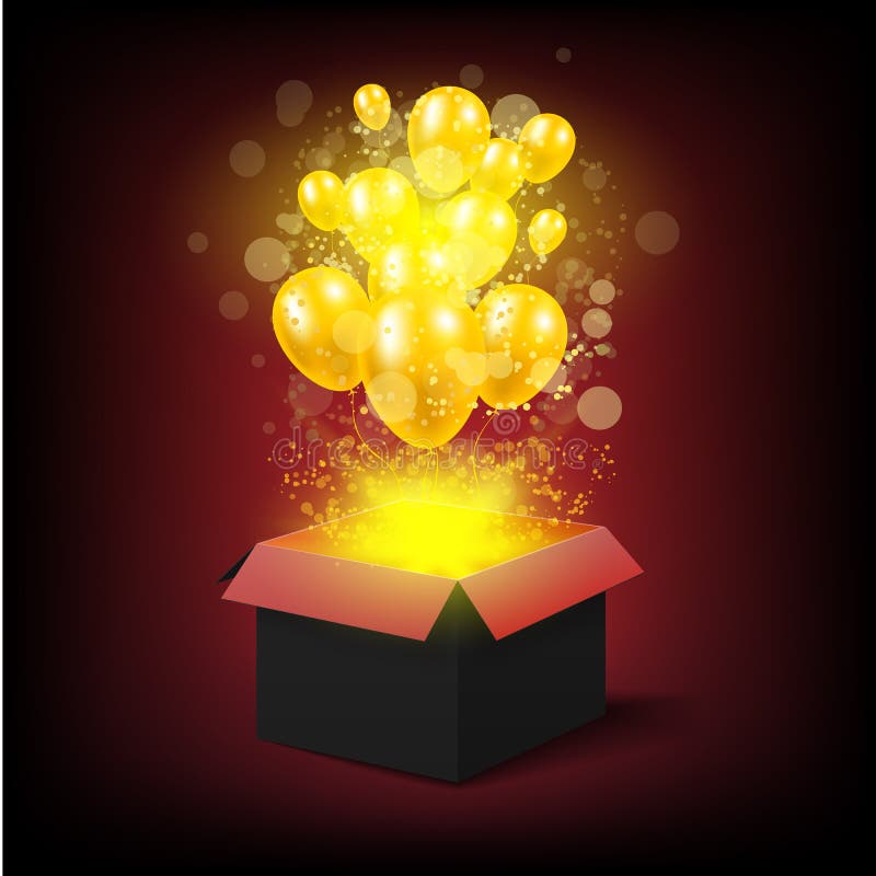 Happy birthday magic gift stock vector. Illustration of helium - 186511292