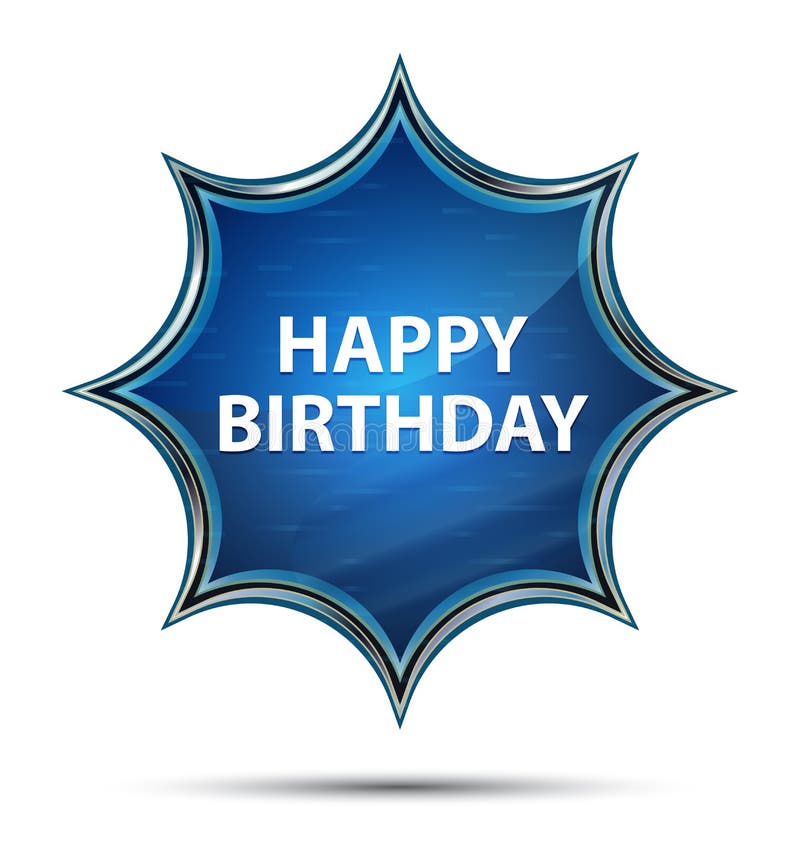Happy Birthday Round Blue Push Button Stock Illustration - Illustration ...