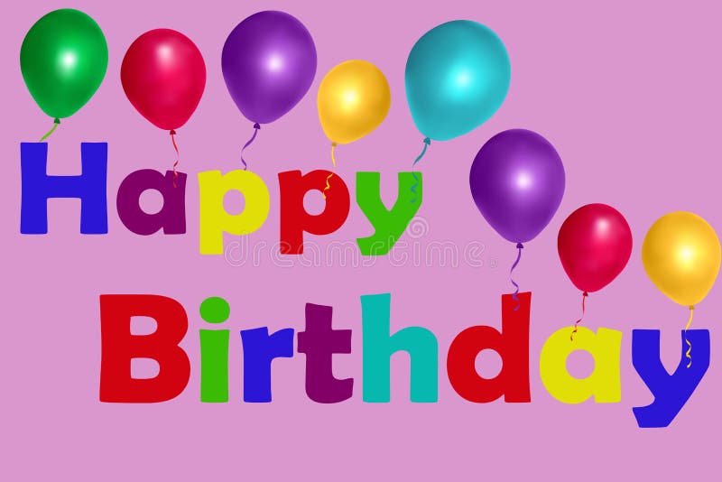 Happy Birthday Mark with Ballons Stock Illustration - Illustration of ...