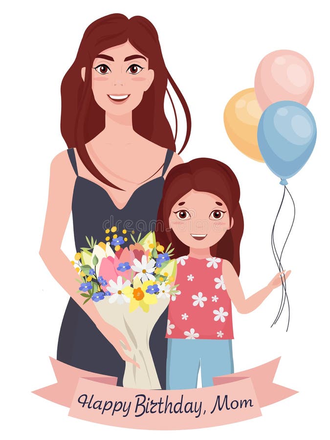 Happy Birthday Mom. Birthday Greeting Card Design Template. Vector ...