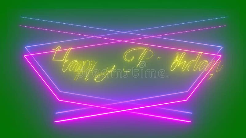 Happy Birthday Neon Light Effect Green Screen Background Stock Footage ...