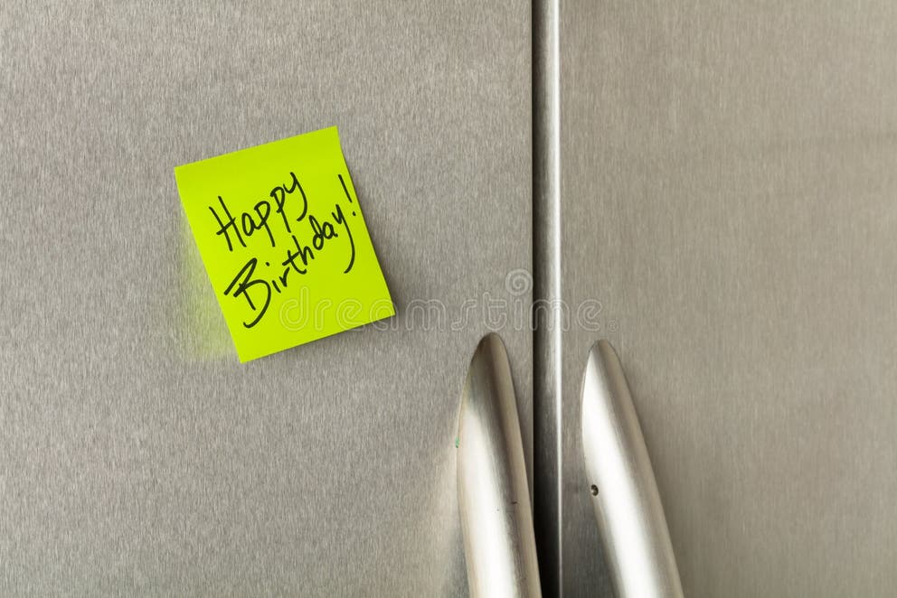 Happy birthday note stock photo. Image of lifestyle, refrigerator ...