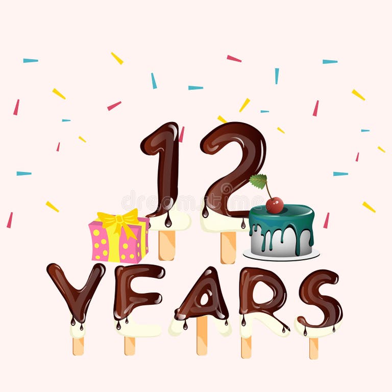Happy Birthday Number 12 with Gift Stock Vector - Illustration of 12th ...