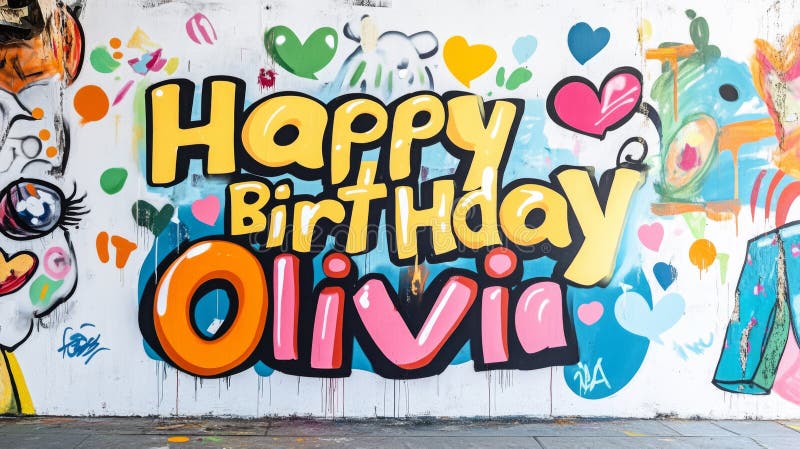 Happy Birthday Olivia Graffiti Art Stock Illustration - Illustration of ...