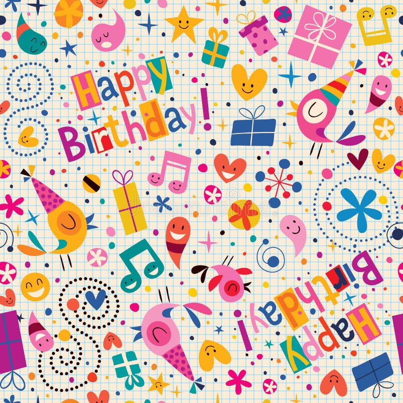 Happy Birthday Kids Party Pattern Stock Vector - Illustration of ...