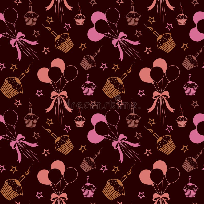 Happy Birthday Pattern Background with Brown Color Stock Vector ...