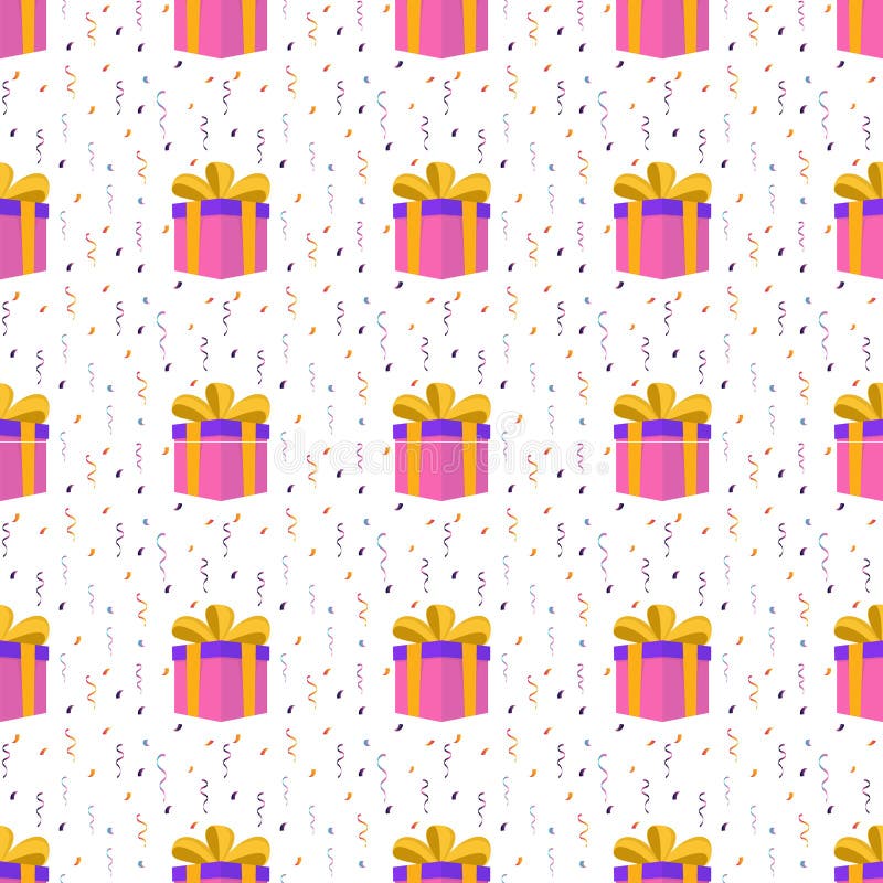 Happy Birthday Pattern with Presents and Confetti. Stock Vector ...