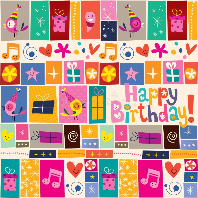 Happy Birthday pattern stock vector. Illustration of heart - 32680986