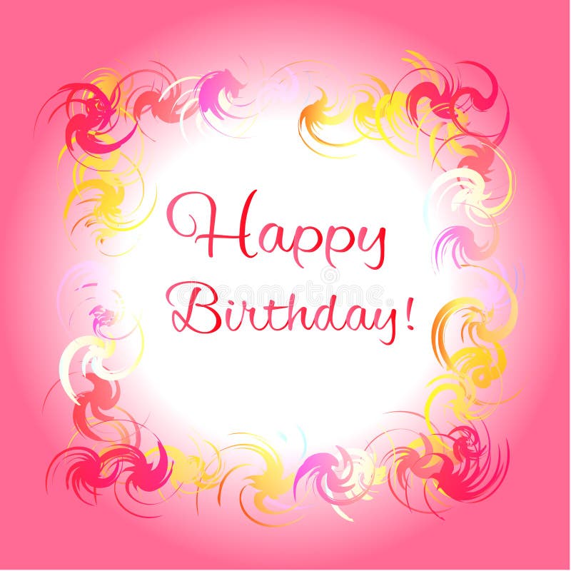 Happy Birthday Pink Greeting Card Stock Vector - Illustration of ...