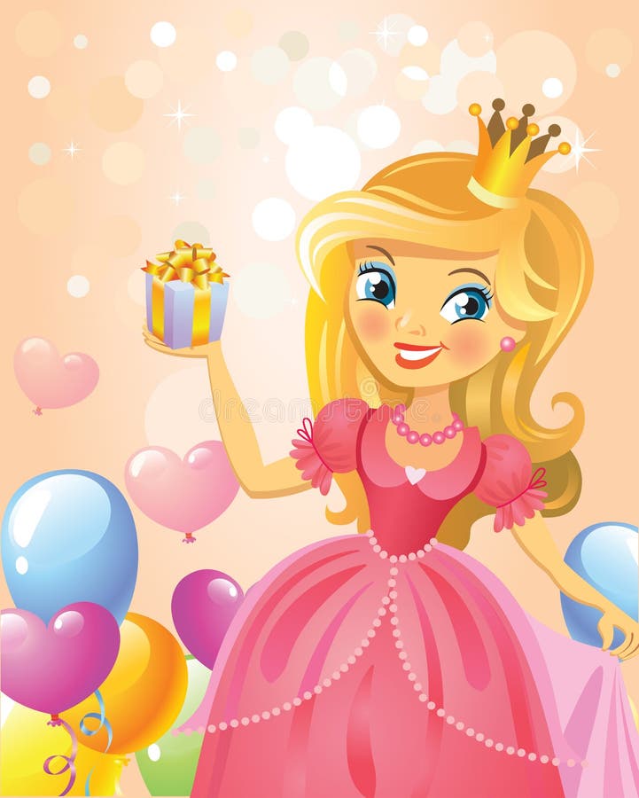 Happy Birthday Princess Greeting Card Stock Vector Illustration Of