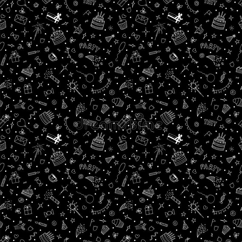 Happy Birthday Print. Cute Doodle Party Background Stock Vector ...