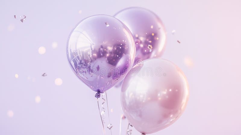Happy Birthday Background with Balloons in Purple Stock Photo - Image ...
