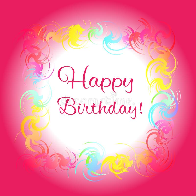 Happy Birthday Red Greeting Card Stock Vector - Illustration of cute ...