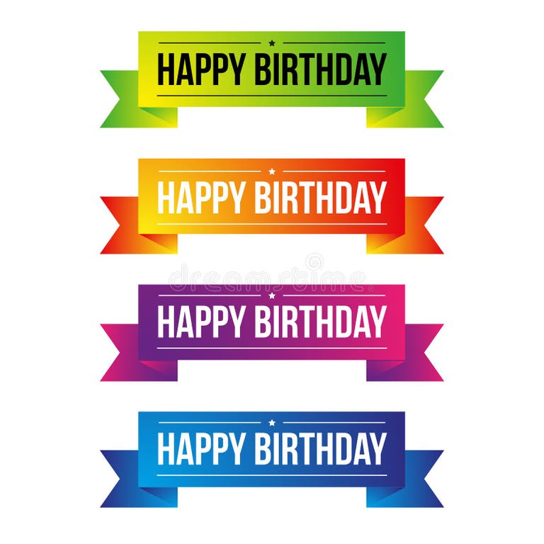 Happy Birthday Ribbon Vector Stock Vector - Illustration of sign ...