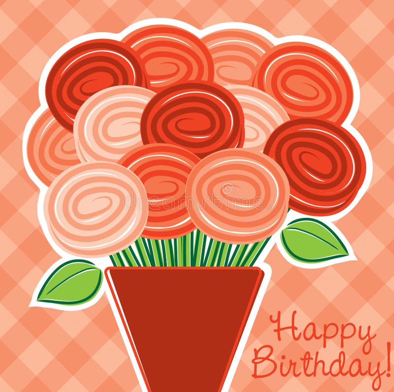 Happy Birthday rose card stock vector. Illustration of birthday - 164777477