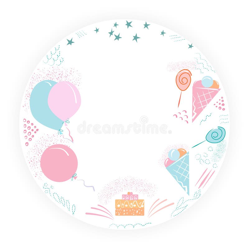 Happy Birthday round frame stock vector. Illustration of banner - 233313508