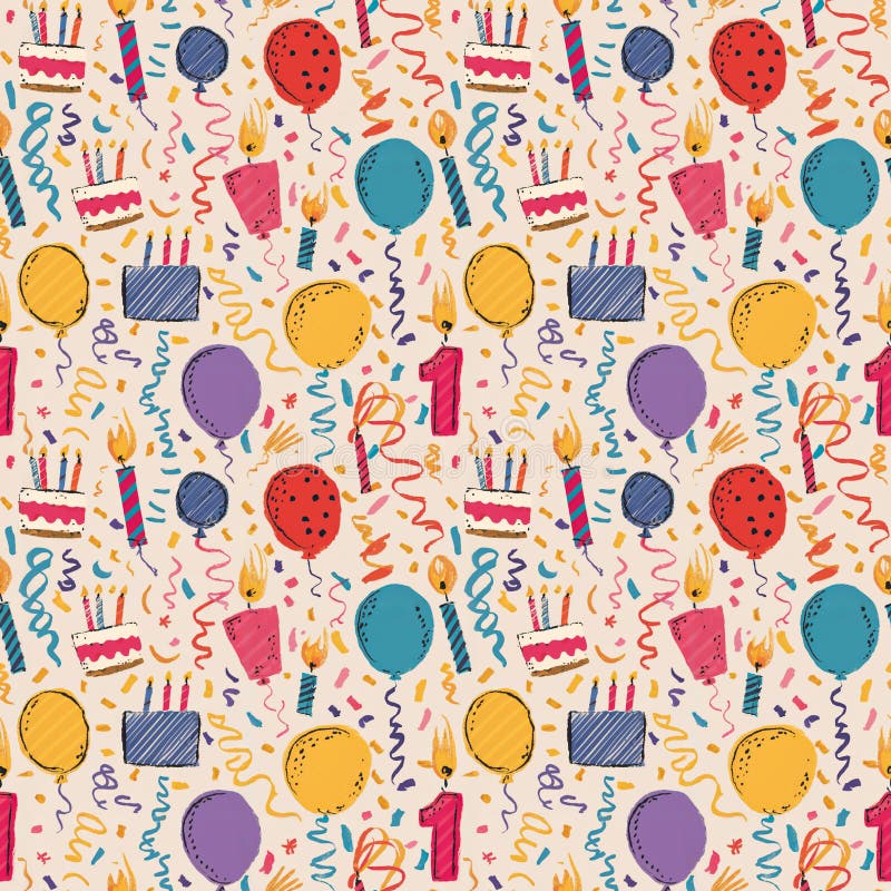 Happy Birthday Seamless Pattern Stock Illustration - Illustration of ...