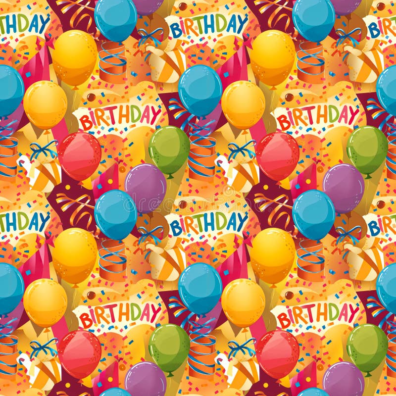 Happy Birthday Seamless Pattern Stock Illustration - Illustration of ...