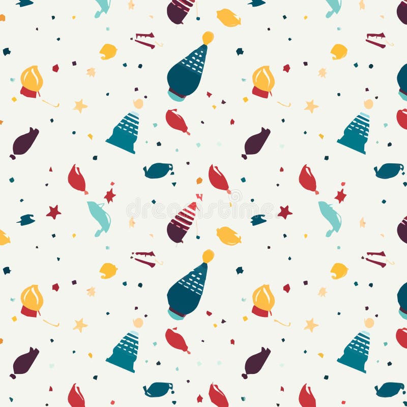 Happy Birthday Seamless Pattern Stock Vector - Illustration of print ...