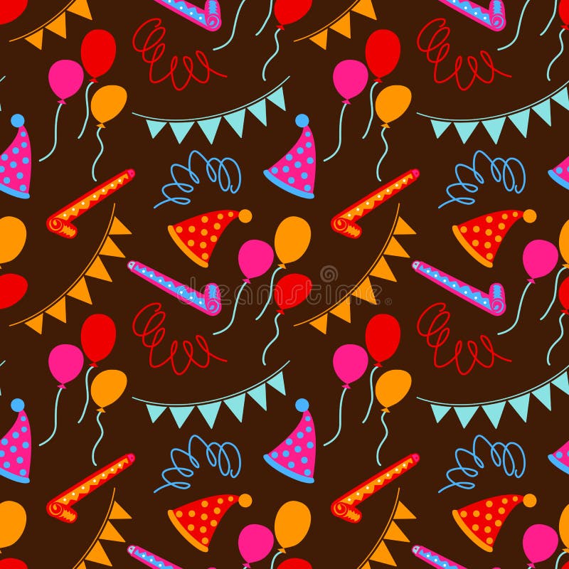 Happy Birthday Seamless Pattern Vector Stock Vector - Illustration of ...