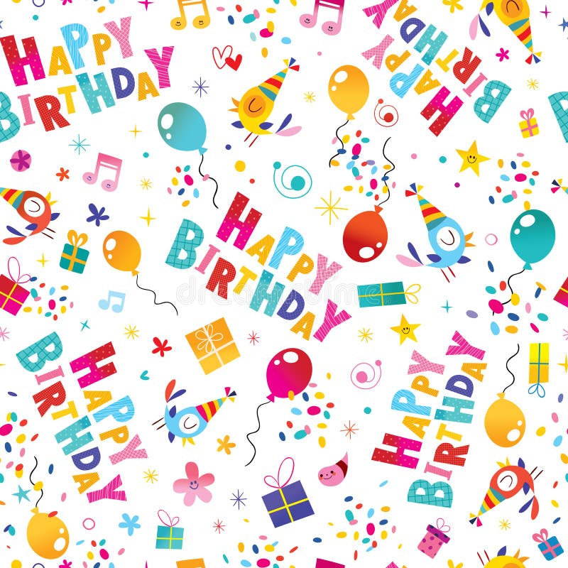 Happy Birthday Seamless Pattern Stock Vector - Illustration of present ...