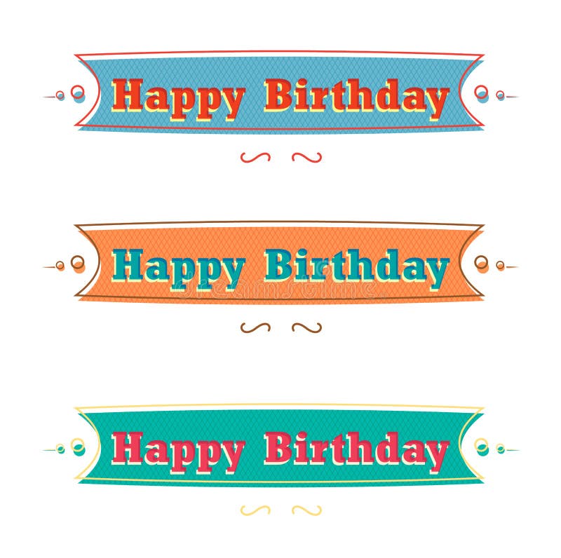 Happy Birthday Set of Ribbons, Greeting Card Stock Vector ...