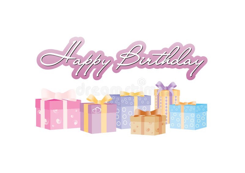 Happy Birthday Sign with Giftboxes Stock Vector - Illustration of ...
