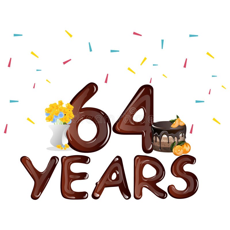 Happy Birthday Sixty Four 64 Year Stock Vector - Illustration of ...