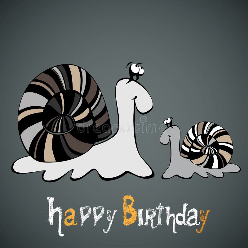 Happy Birthday snail stock illustration. Illustration of birthday ...