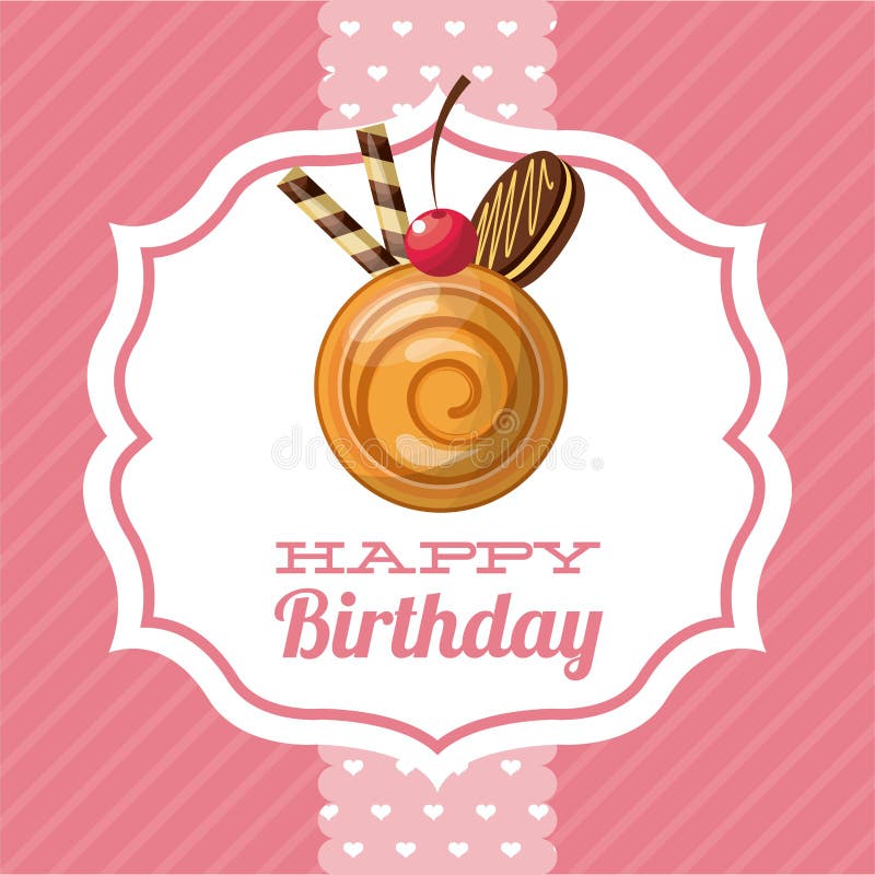 Happy Birthday Sweet Dessert Celebration Stock Vector - Illustration of ...
