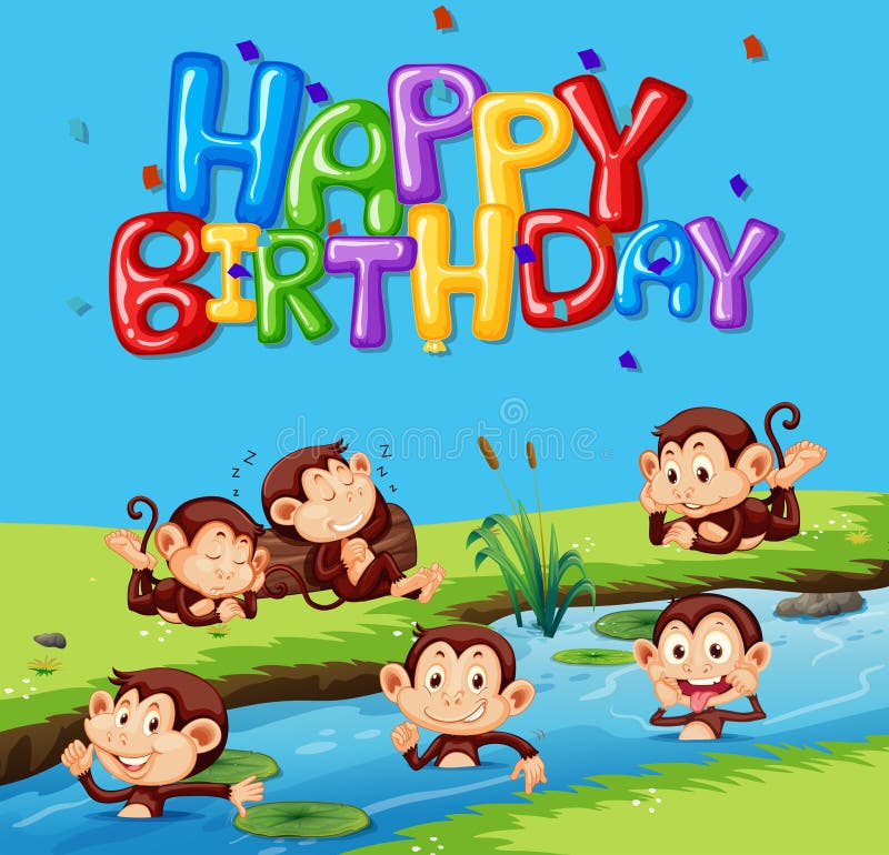 Birthday Monkey Drawing Stock Illustrations – 870 Birthday Monkey ...