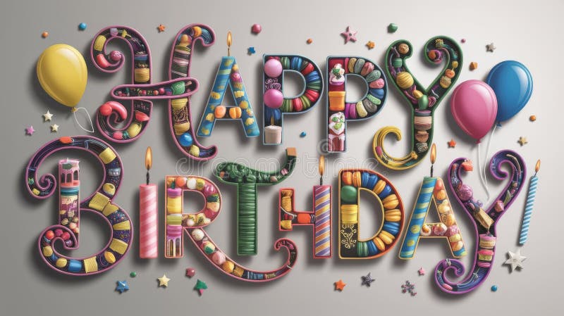 Happy Birthday Text in Colorful Letters on a Neutral Background Stock ...