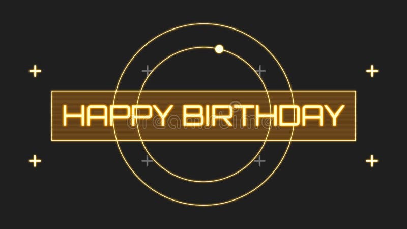 Happy Birthday Text with HUD Elements on Computer Screen Stock Footage ...