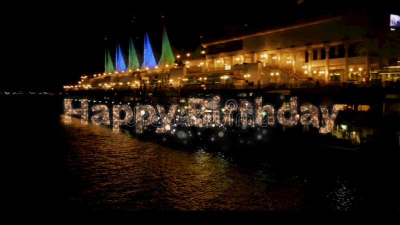 Happy Birthday Text Over Fireworks Exploding Against View of Night ...