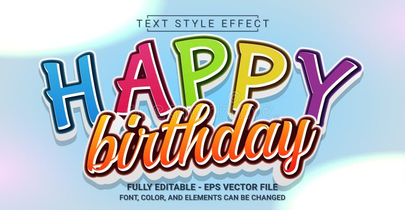 Happy Birthday Text Style Effect. Editable Graphic Text Template Stock ...