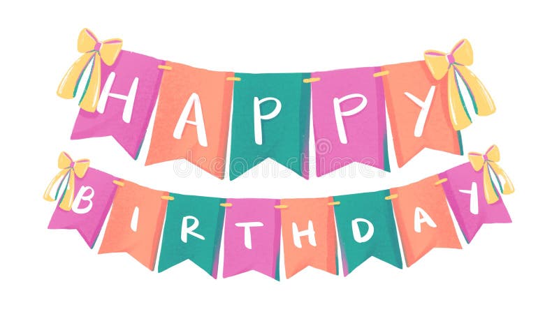Colorful Banner Displays the Words "Happy Birthday" in a Playful Font ...