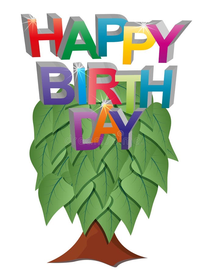Happy birthday tree stock vector. Illustration of life - 25040163